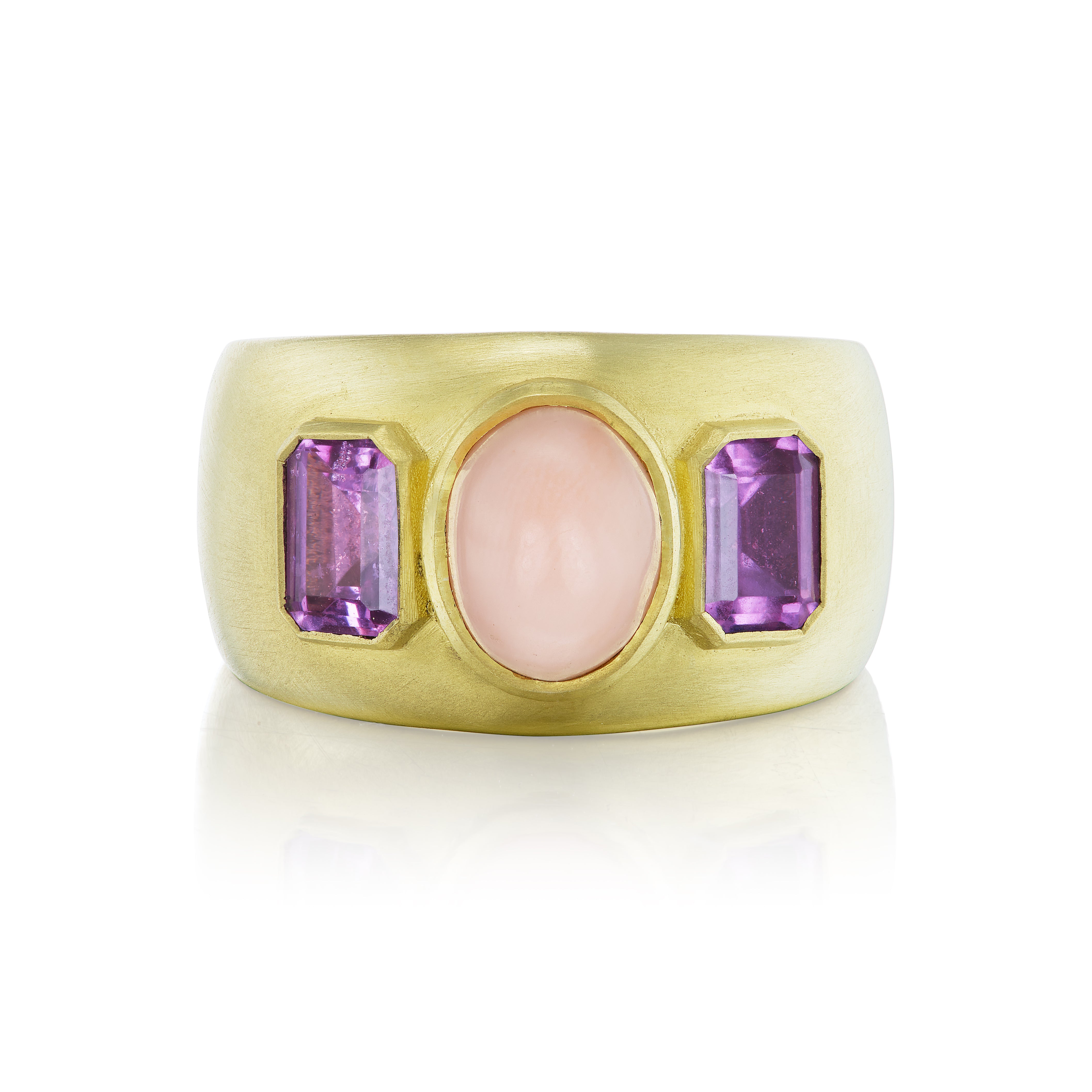 Coral & Pink Sapphire Three Stone Ring – TinyGods