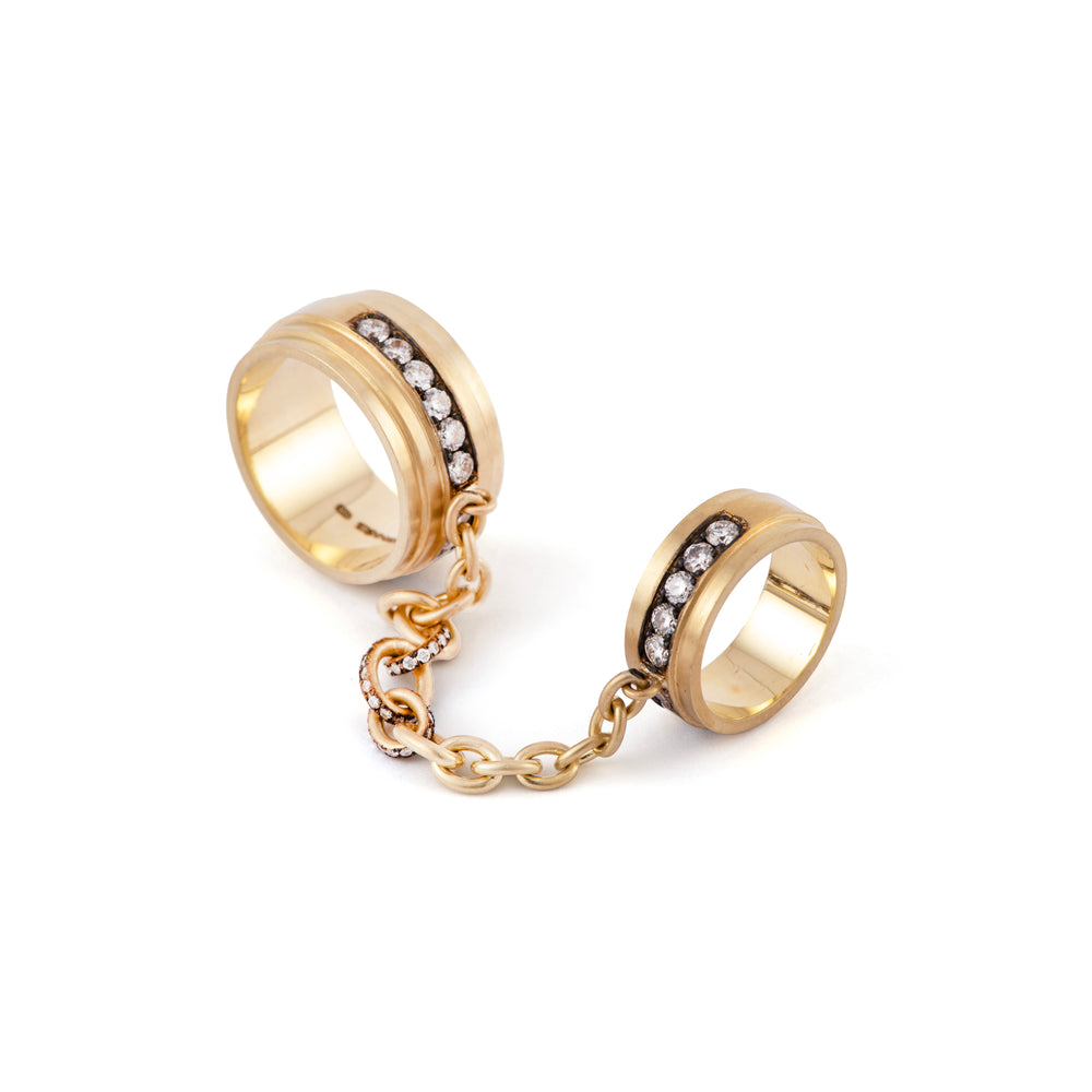 Connected Double Band Diamond Ring