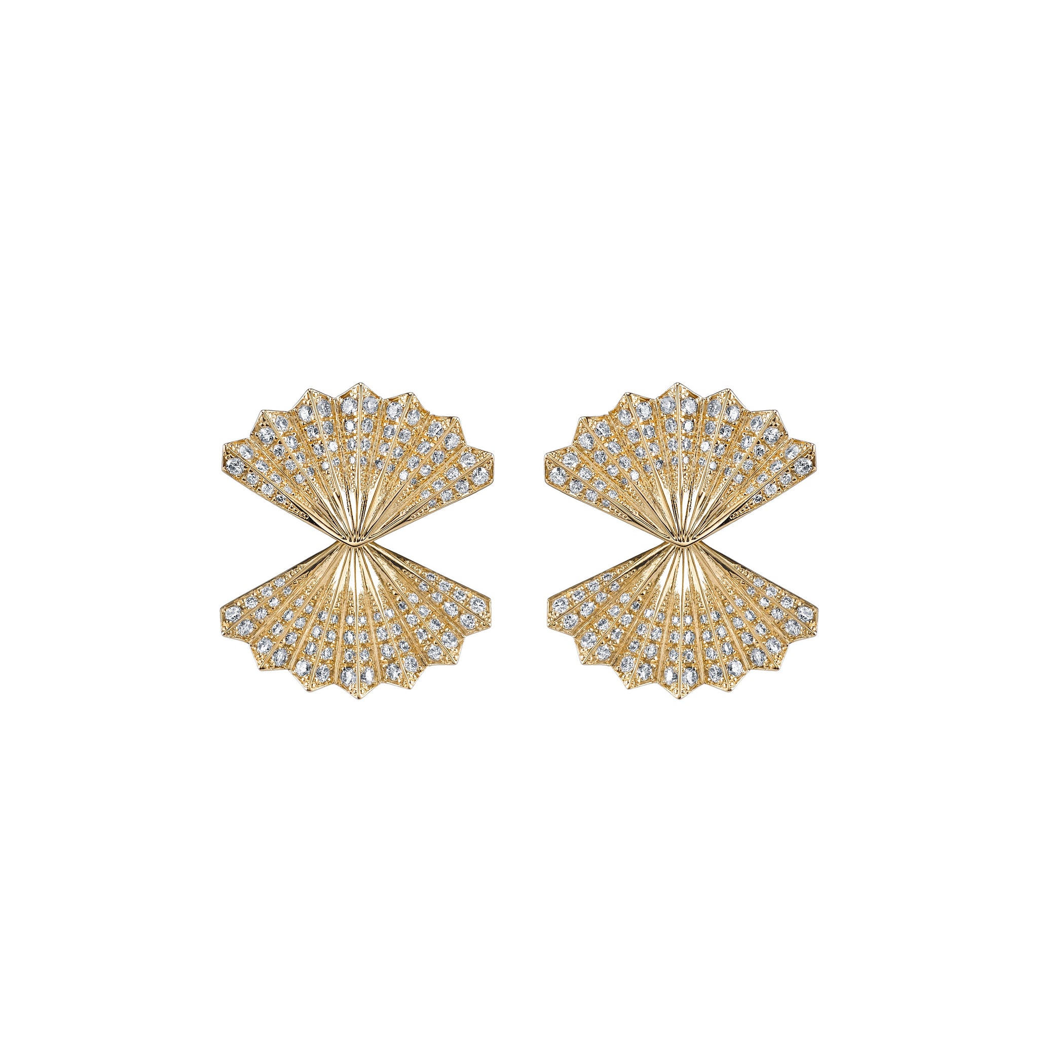 Double Fan Diamond Earrings