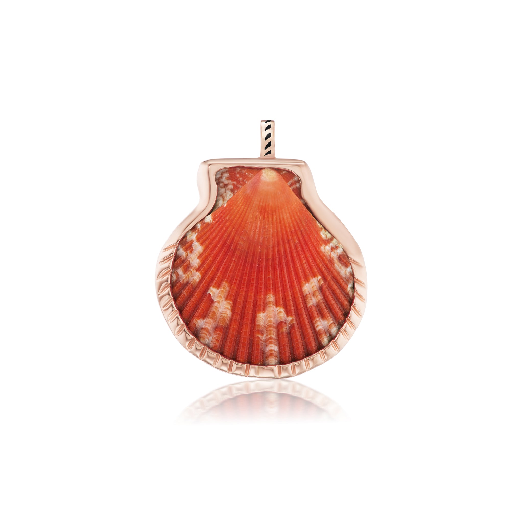 Large Natural Red Clam Shell Pendant