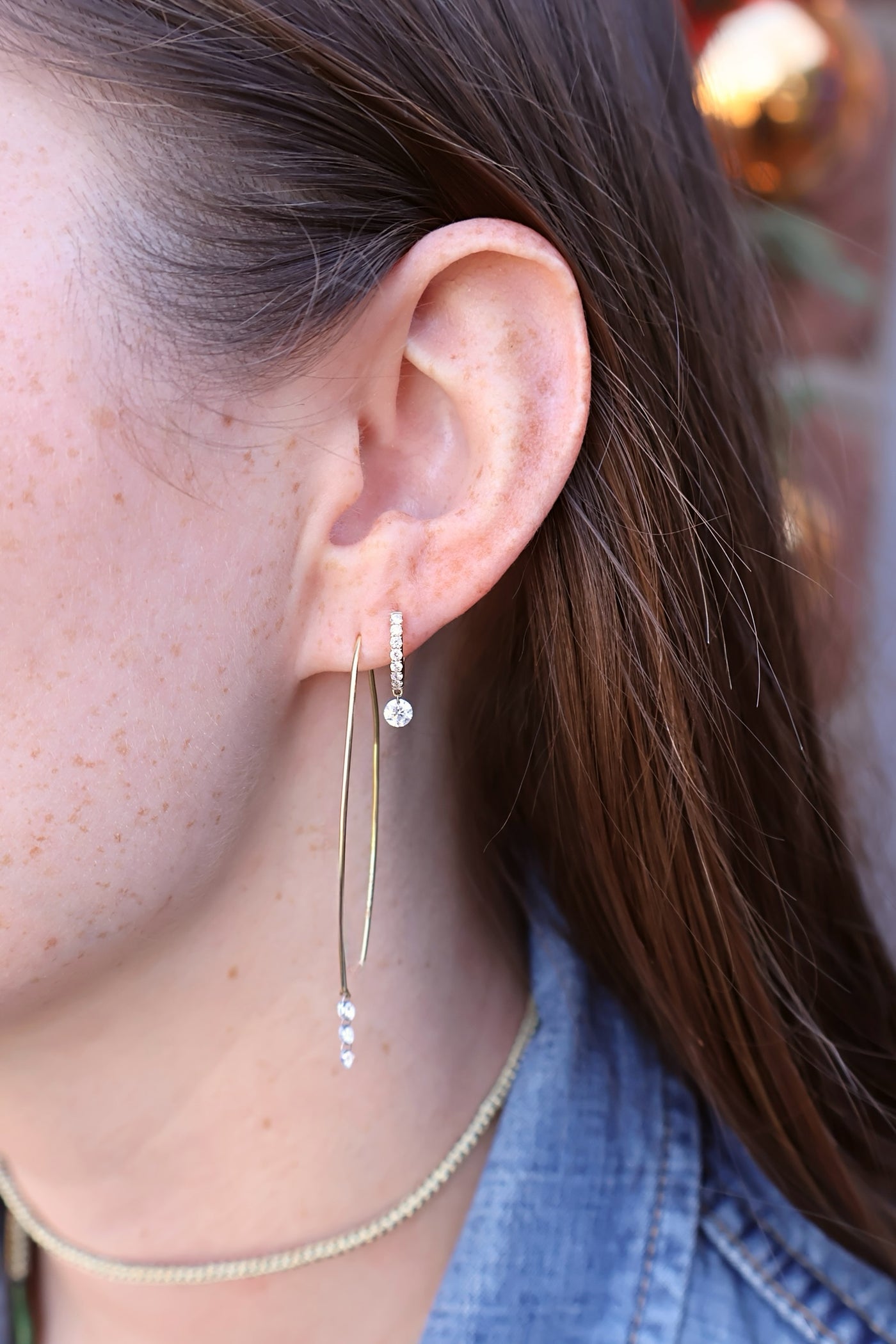Graziela Floating Diamond Earrings Tiny Gods